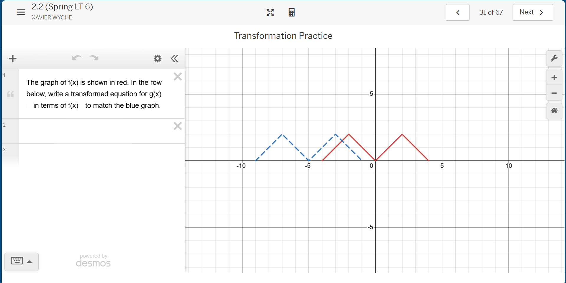 The graph of f(x) is shown in red. In the | StudyX