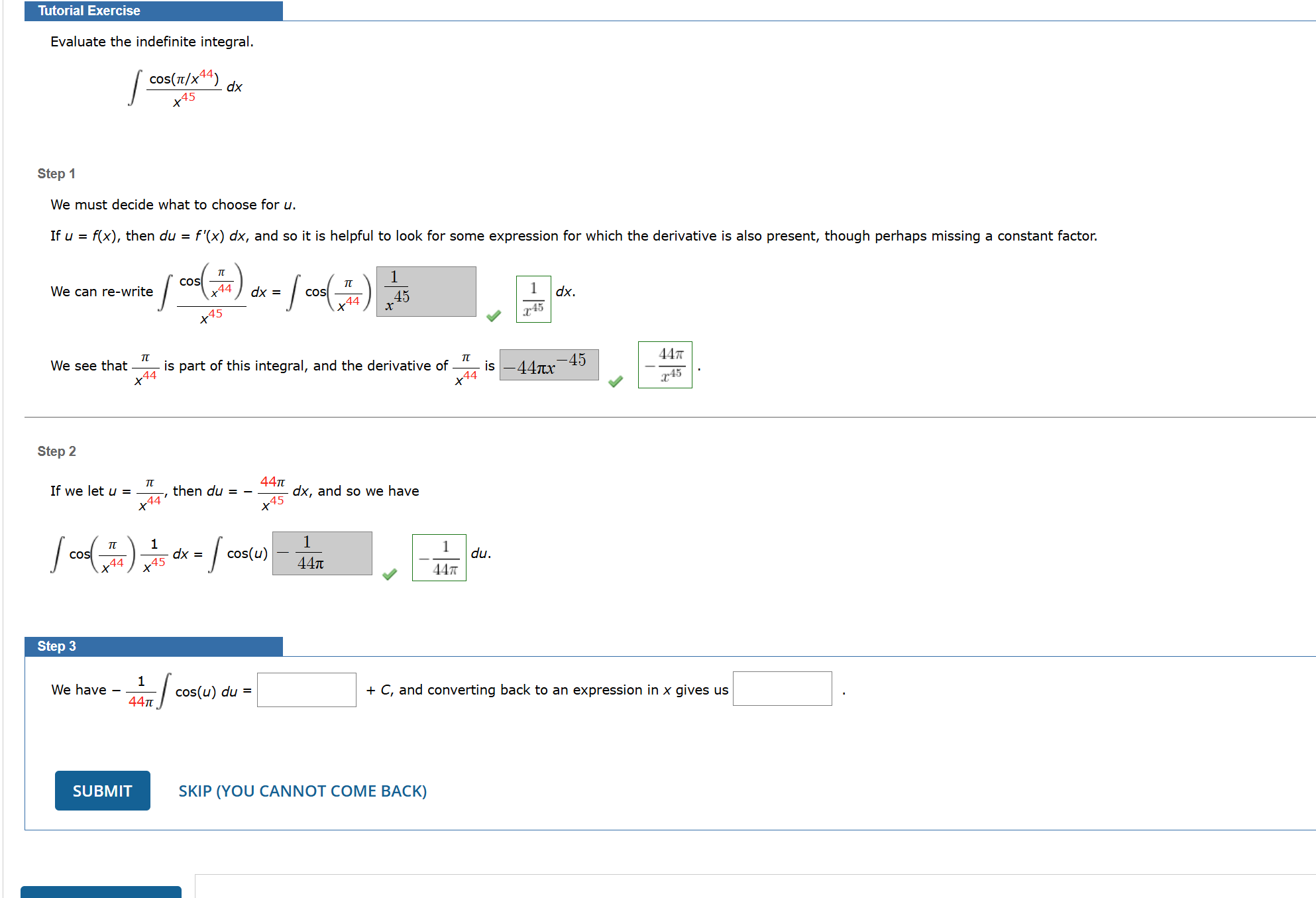 Evaluate the indefinite integral. $ { ( { | StudyX