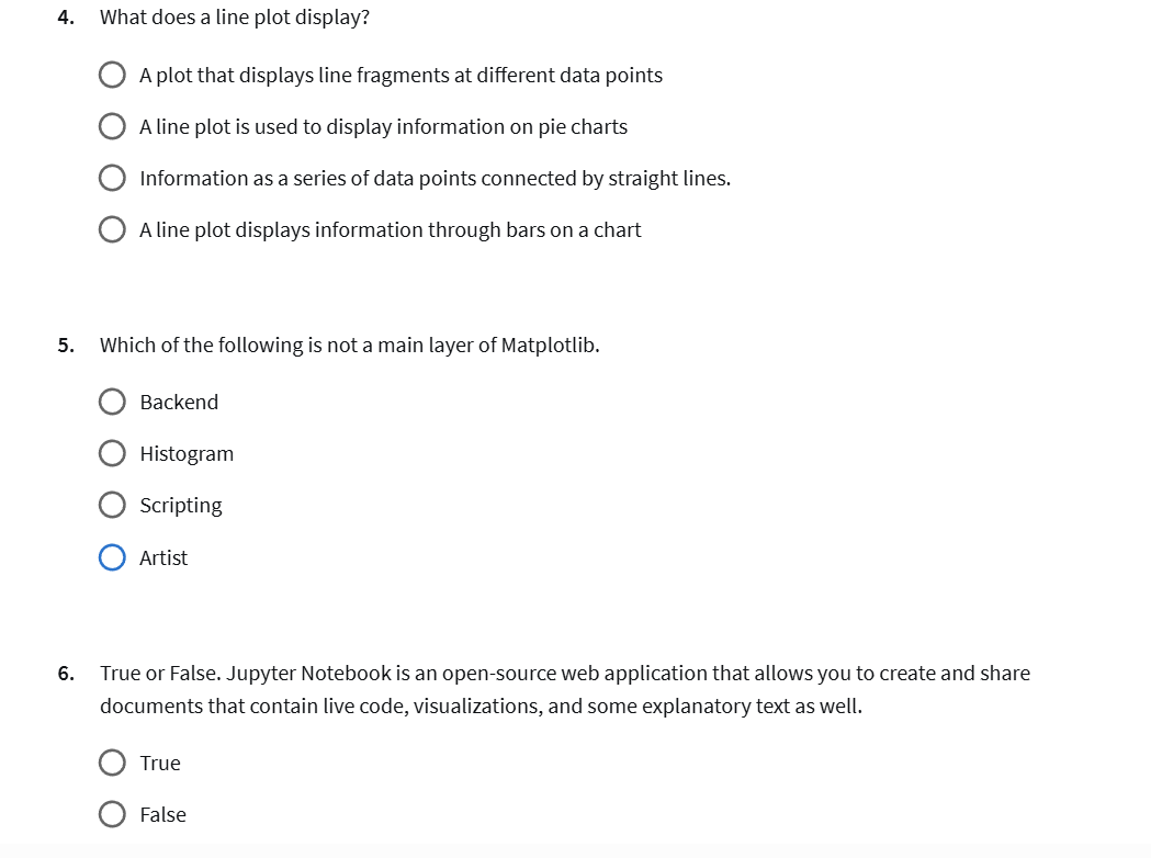 4. What does a line plot display? A plot | StudyX