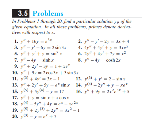 In Problems 1 through 20, find a particular | StudyX