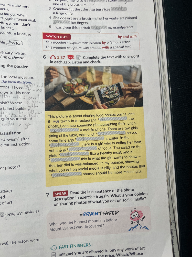 6 2.37 Complete the text with one word in | StudyX