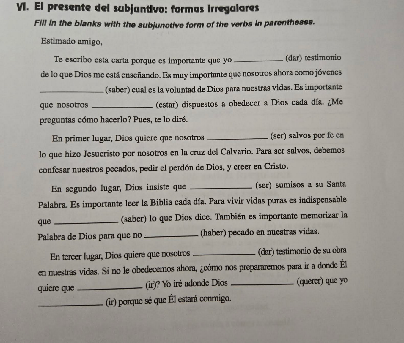 VI. El presente del subjuntivo: formas | StudyX