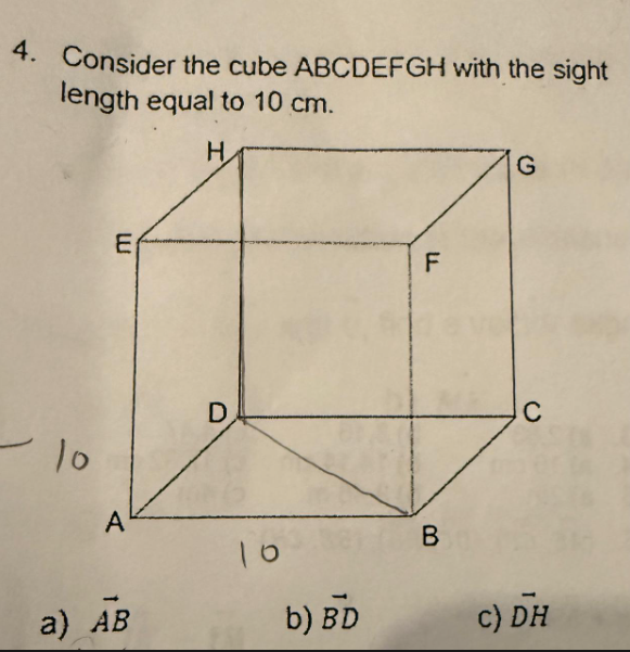 4. Consider the cube ABCDEFGH with the sight | StudyX