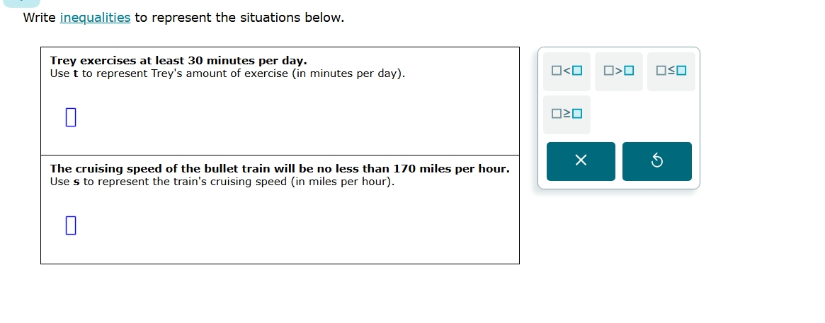 Write inequalities to represent the | StudyX