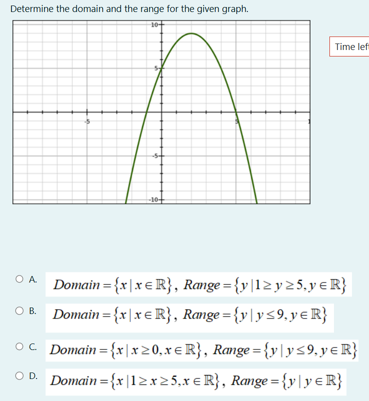 Determine the domain and the range for the | StudyX