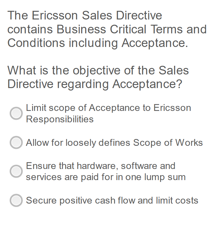 What is the objective of the Sales Directive | StudyX