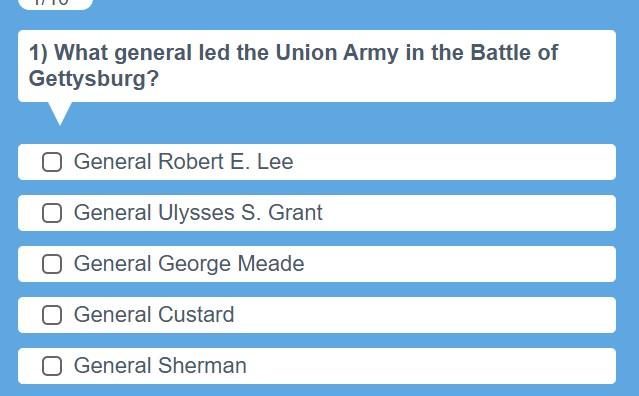 1) What general led the Union Army in the | StudyX