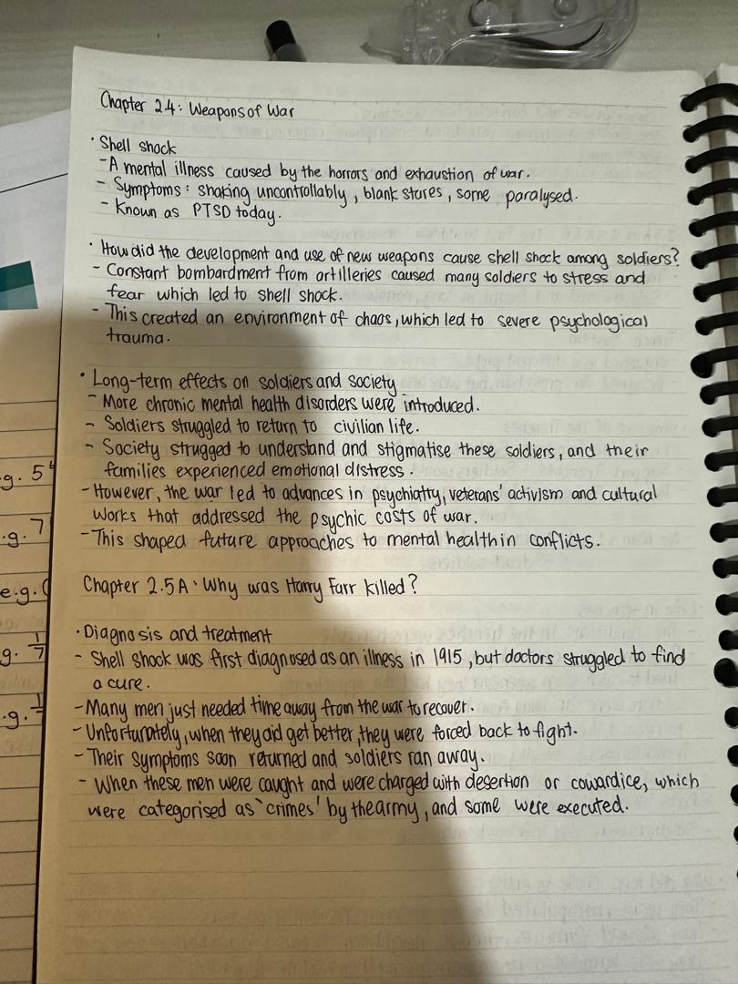 Chapter 2.4: Weapons of War • Shell shock - | StudyX