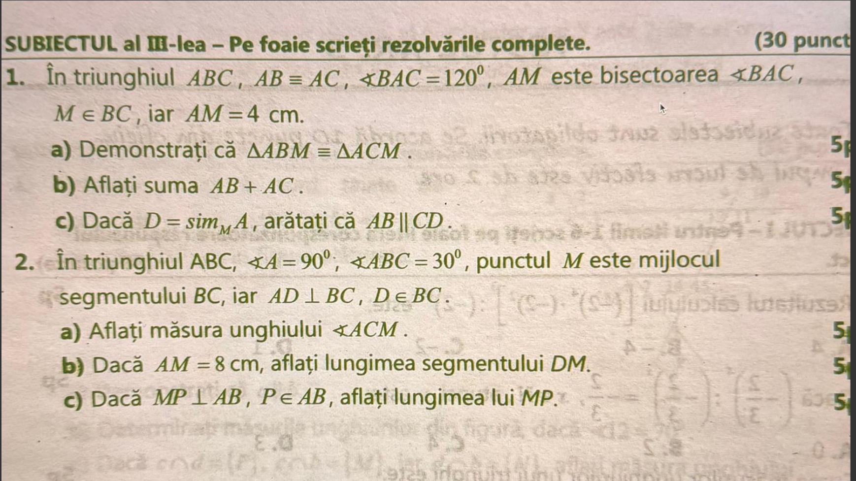 1. În triunghiul ABC, AB = AC, $ BAC = 120^ | StudyX