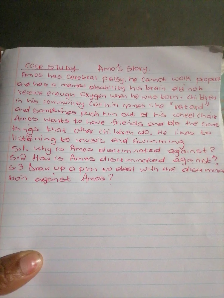 Case STUDY Amo's Story. Amos has cerebral | StudyX