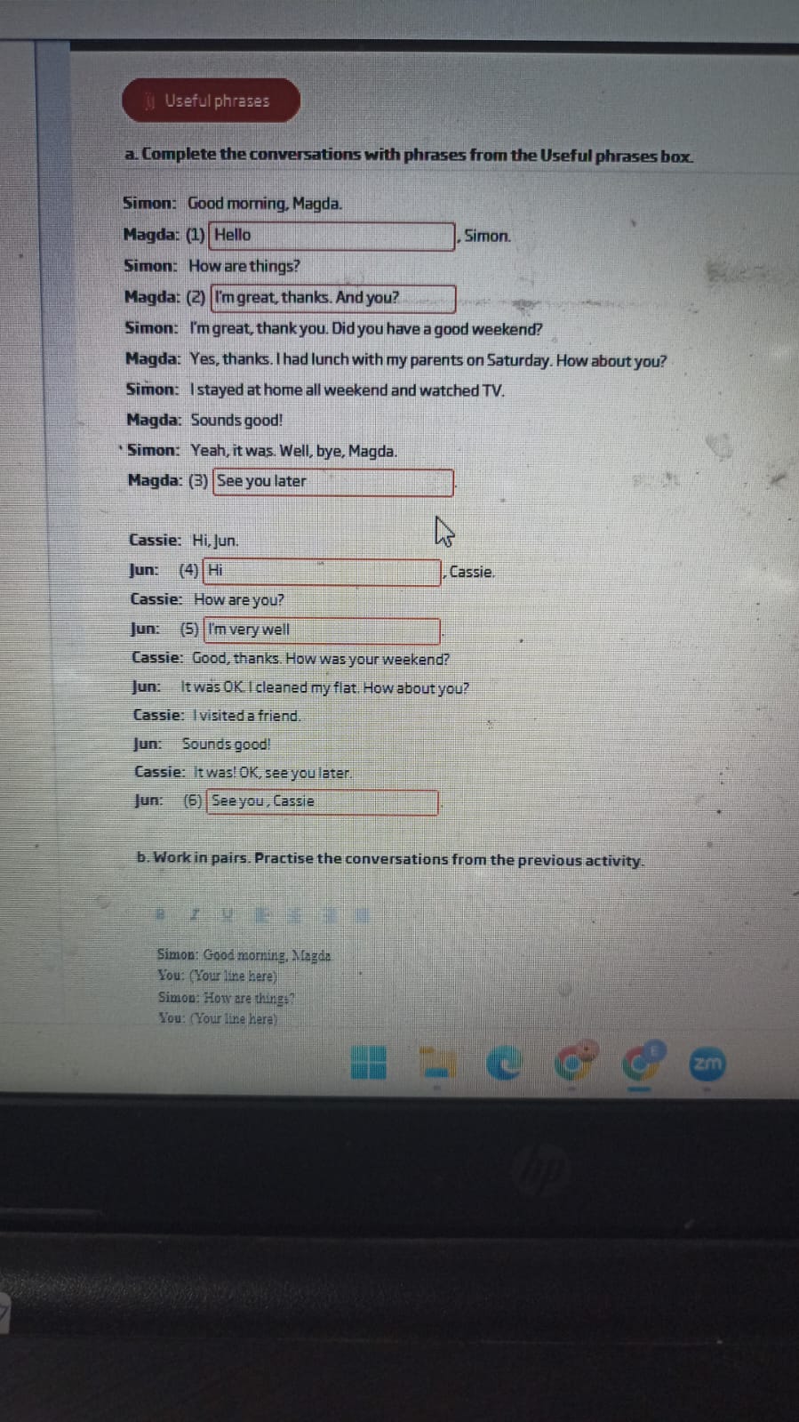 a. Complete the conversations with phrases | StudyX