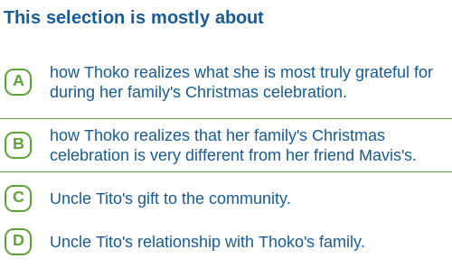 This selection is mostly about A how Thoko | StudyX