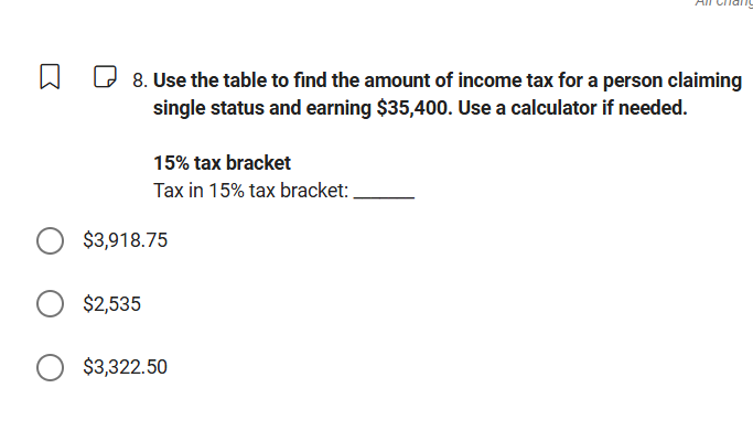 8. Use the table to find the amount of | StudyX