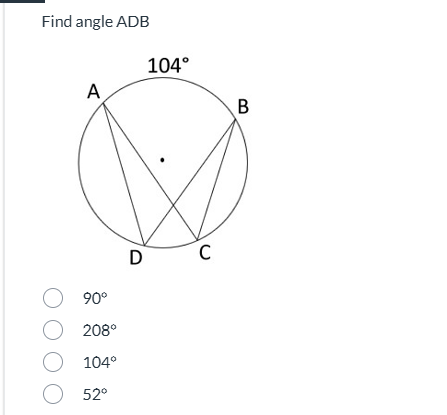 Find angle ADB in a circle geometry problem | StudyX