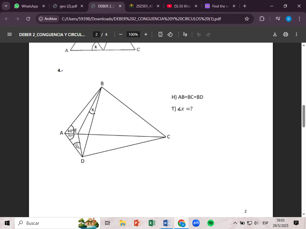 Calculate angle x in a geometry problem | StudyX