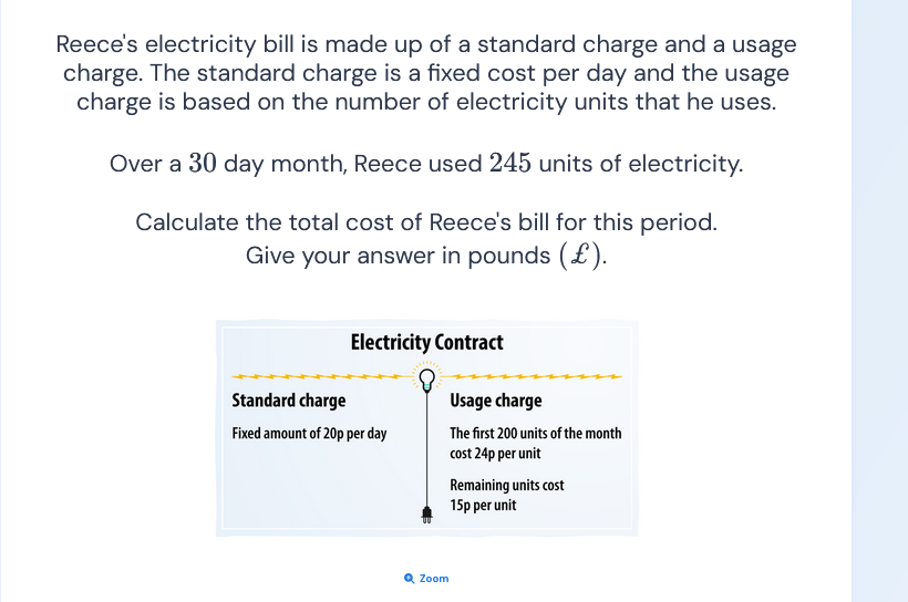 Reece's electricity bill is made up of a | StudyX