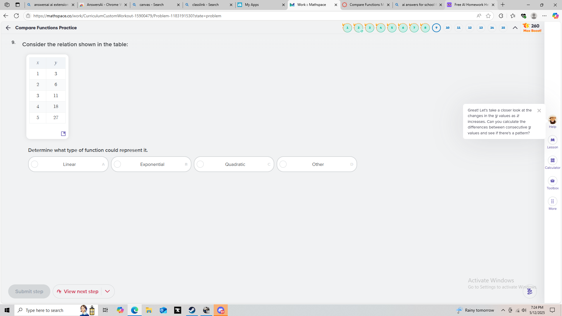 Consider the relation shown in the table: | | StudyX