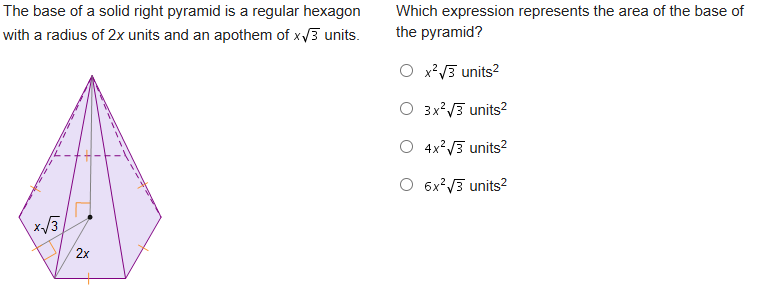 The base of a solid right pyramid is a