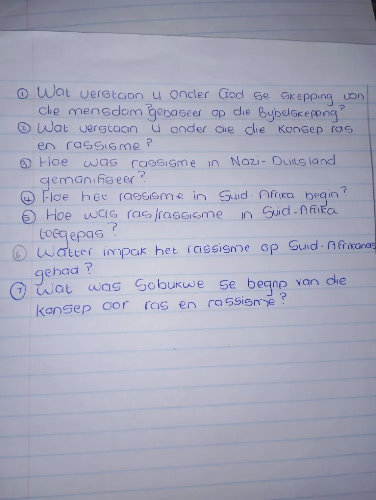 ① Wat verstaan u onder God se skepping van | StudyX