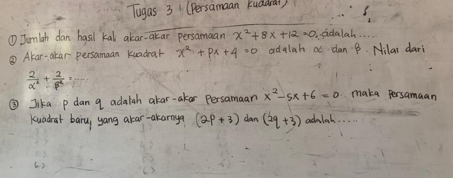 1. Jumlah dan hasil kali akar-akar persamaan | StudyX