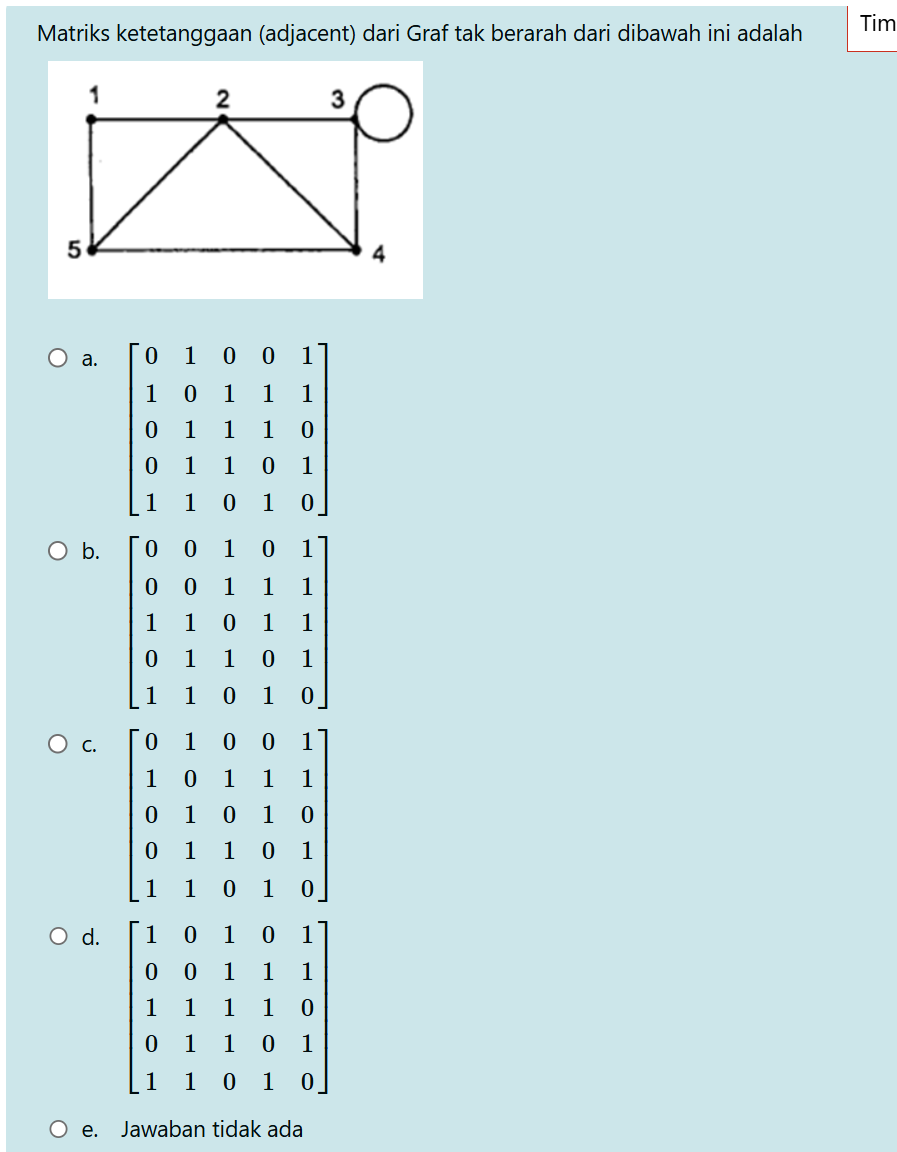 Matriks ketetanggaan (adjacent) dari Graf | StudyX