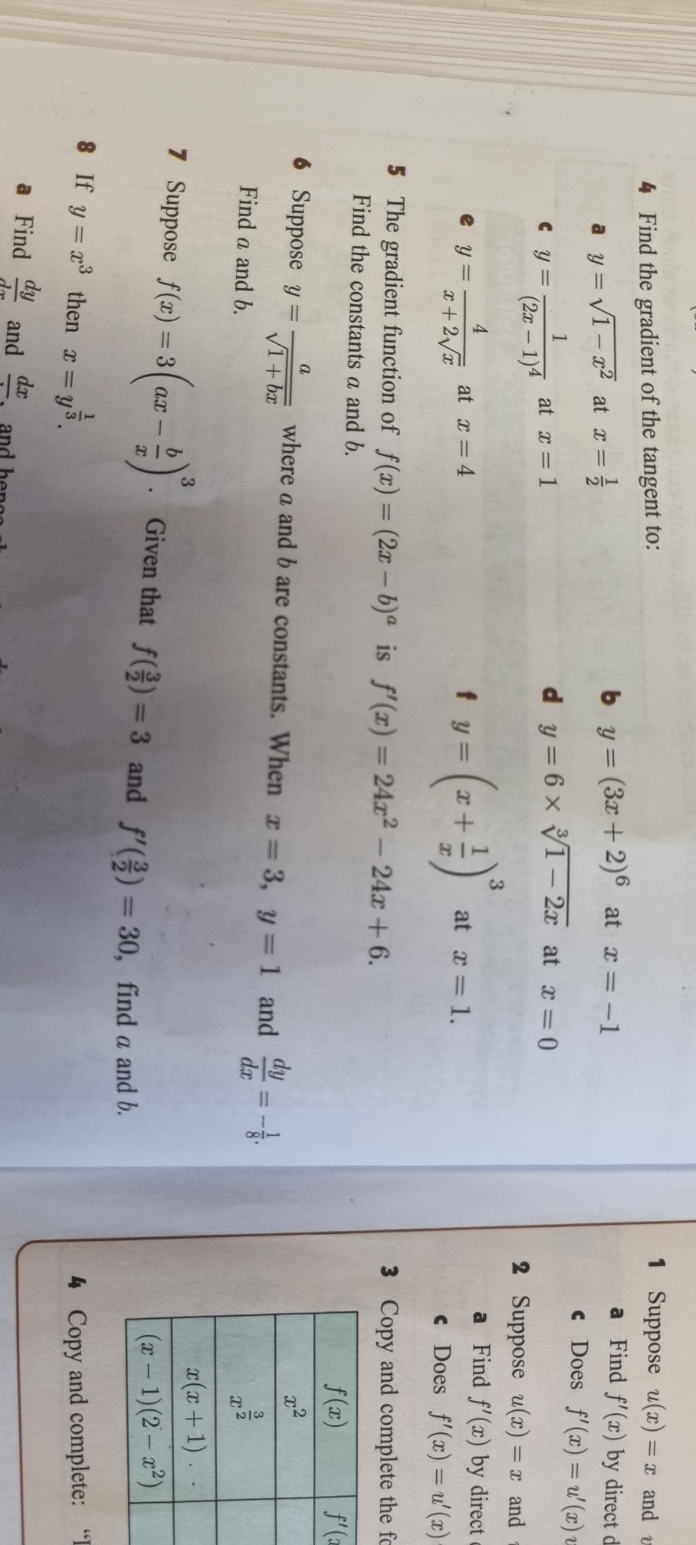 4 Find the gradient of the tangent to: a | StudyX