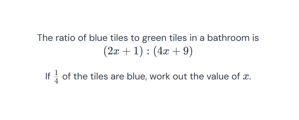 The ratio of blue tiles to green tiles in a | StudyX