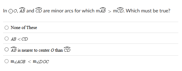 In $O$, $ {AB}$ and $ {CD}$ are minor arcs | StudyX