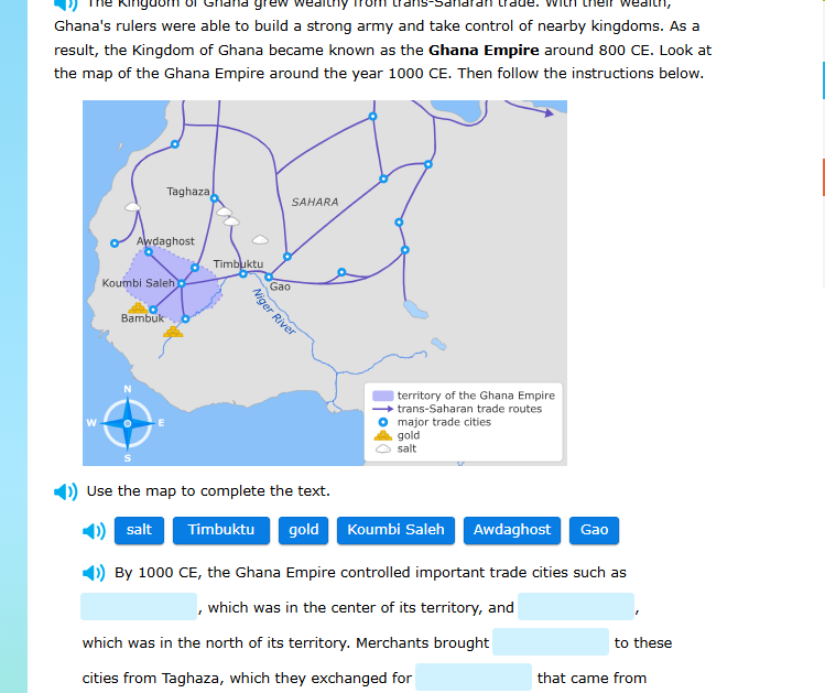 Use the map to complete the text. salt | StudyX