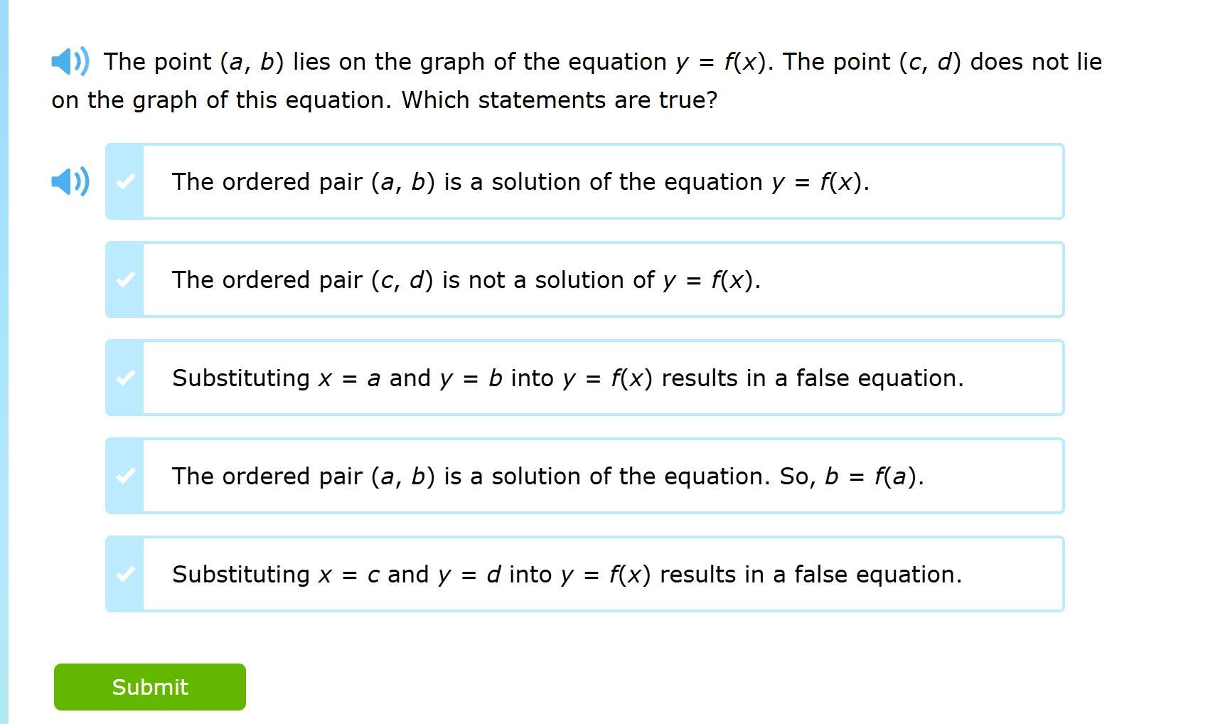 The point (a, b) lies on the graph of the | StudyX