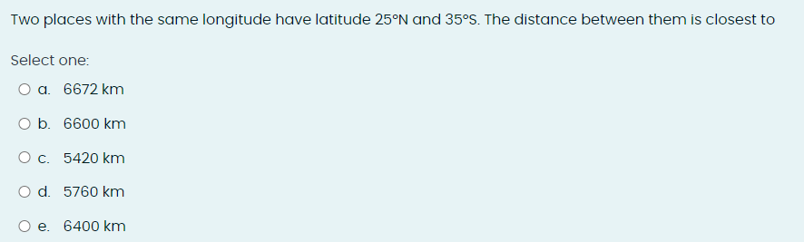 Two places with the same longitude have | StudyX