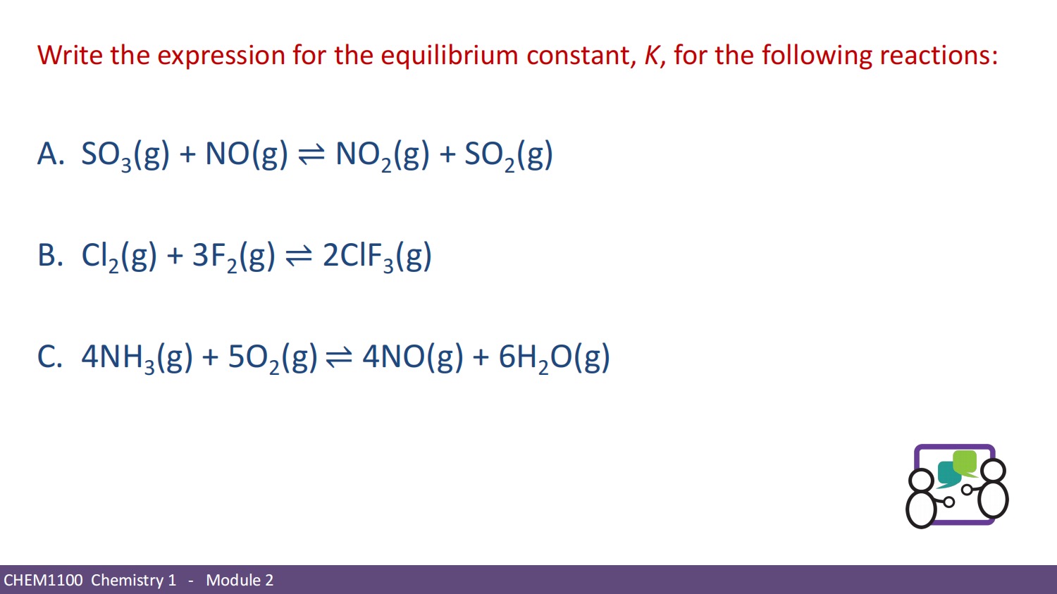 Write the expression for the equilibrium | StudyX