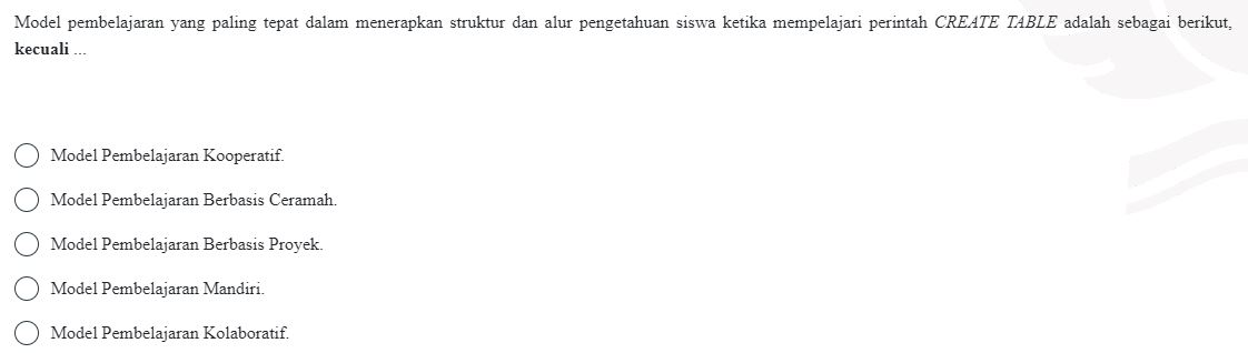 Model pembelajaran yang paling tepat dalam | StudyX