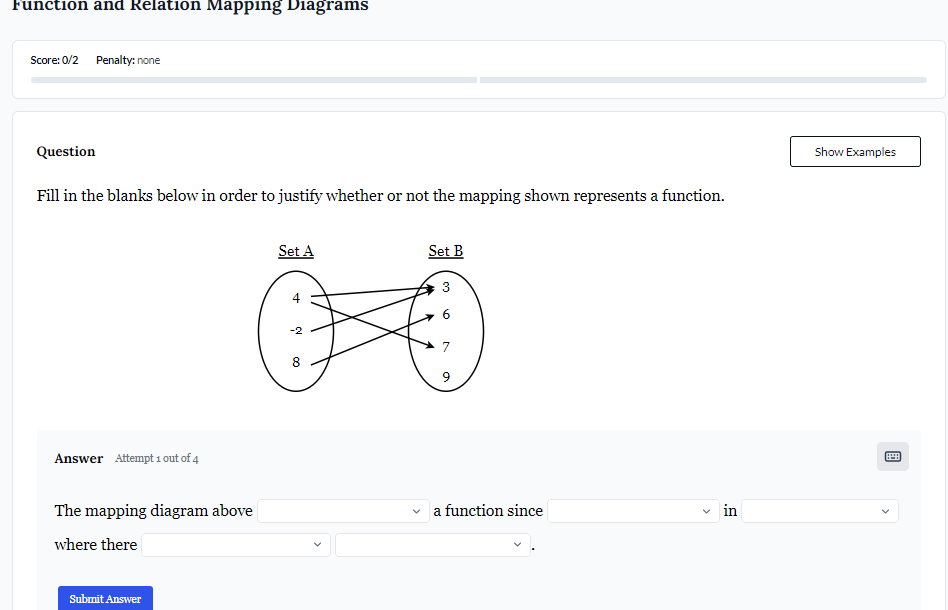 Function and Relation Mapping Diagrams Score | StudyX