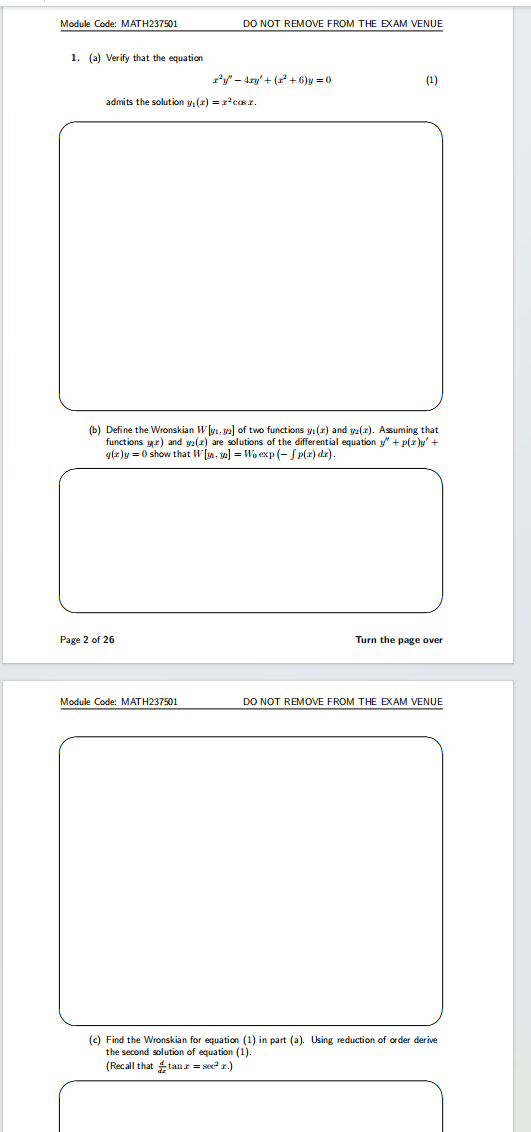 Module Code MATH237501 DO NOT REMOVE FROM | StudyX
