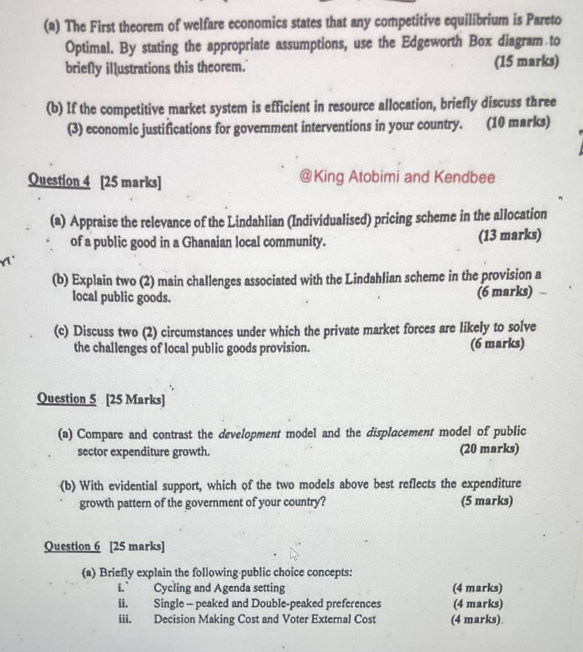 (a) The First theorem of welfare economics | StudyX