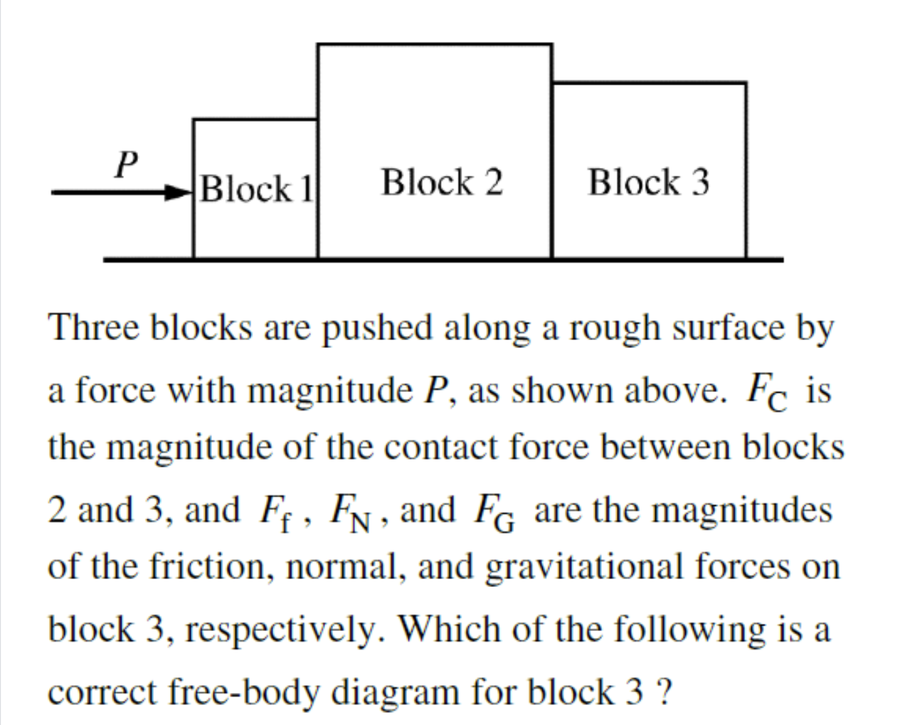 Three blocks are pushed along a rough | StudyX