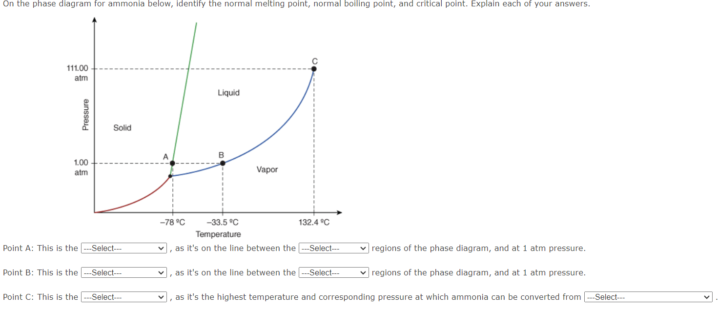 On the phase diagram for ammonia below | StudyX