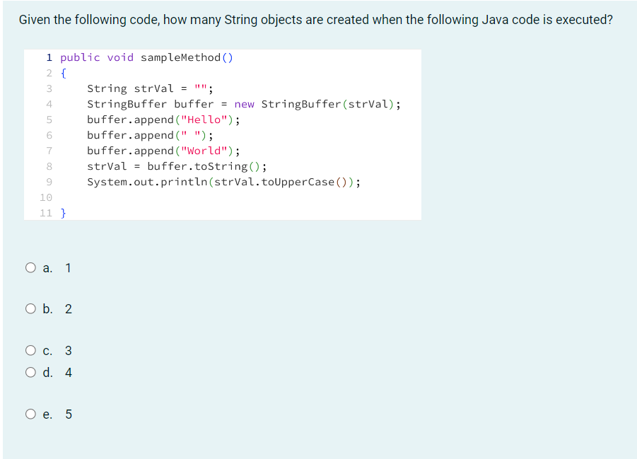 Given the following code how many String | StudyX