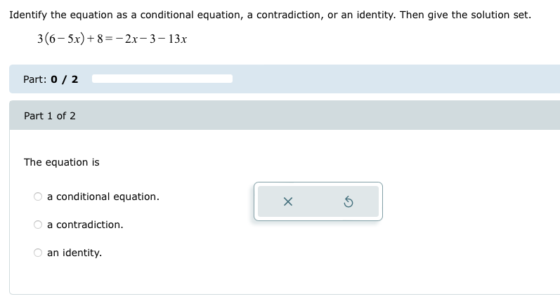 Identify the equation as a conditional | StudyX