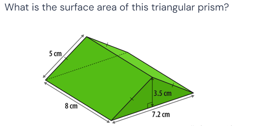 What is the surface area of this triangular | StudyX