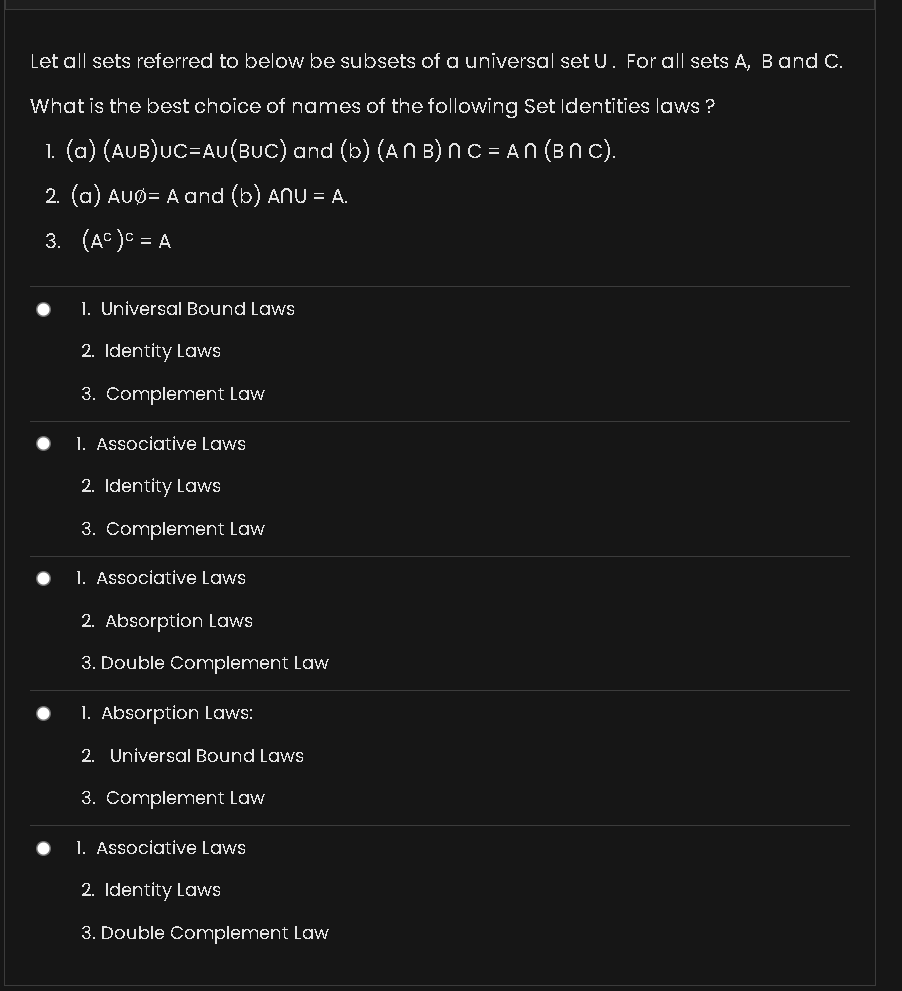 Let all sets referred to below be subsets | StudyX