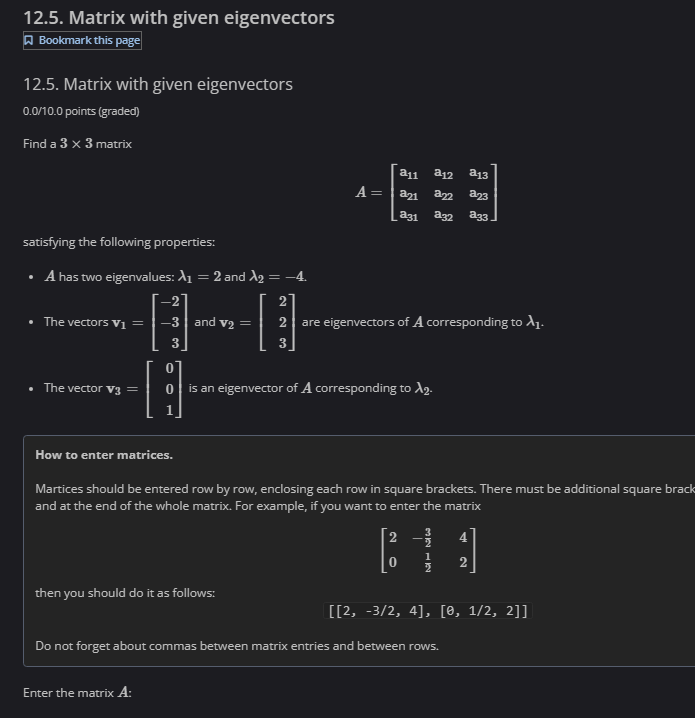 125 Matrix with given eigenvectors Bookmark | StudyX