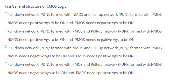 In a General Structure of CMOS Logic O | StudyX