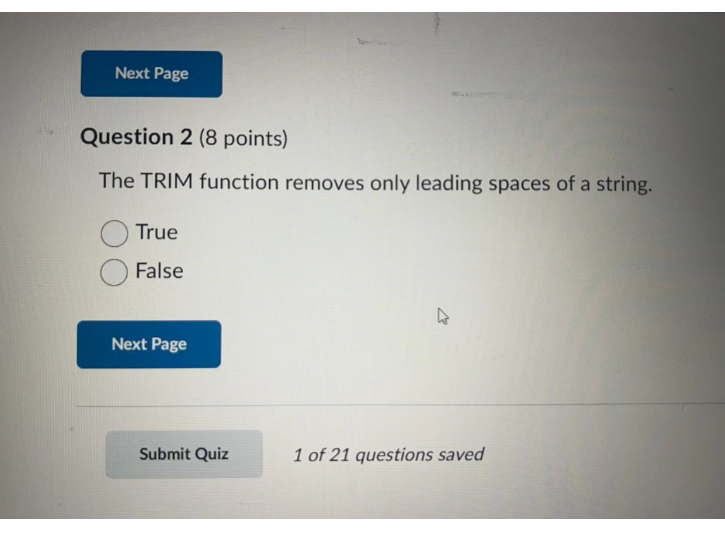 Next Page Question 2 (8 points) The TRIM | StudyX