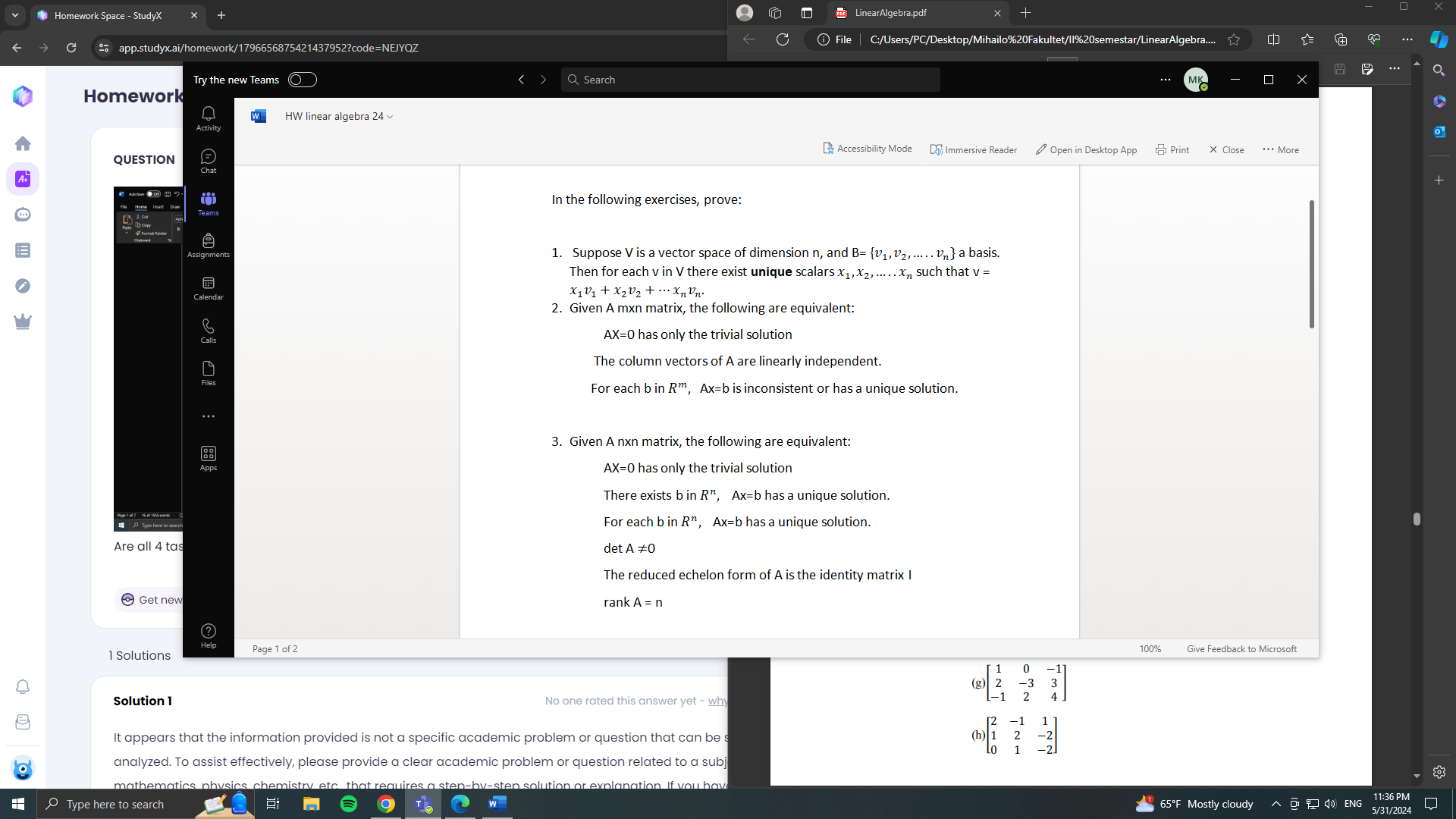Homework Space - StudyX LinearAlgebrapdf | StudyX