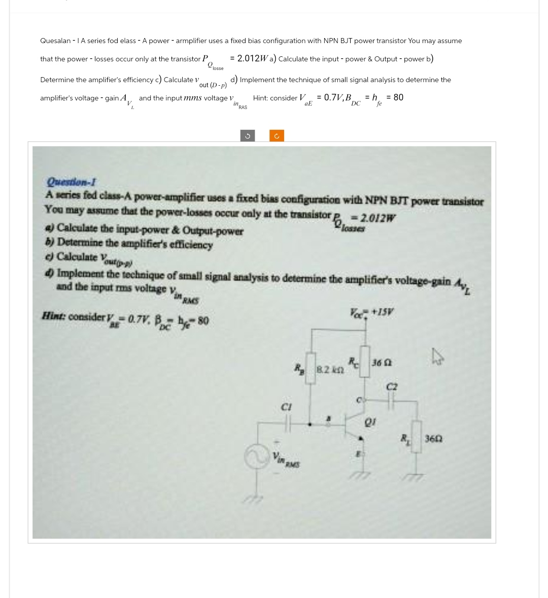 Quesalan - I A series fod elass - A power - | StudyX