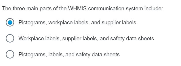 The three main parts of the WHMIS | StudyX