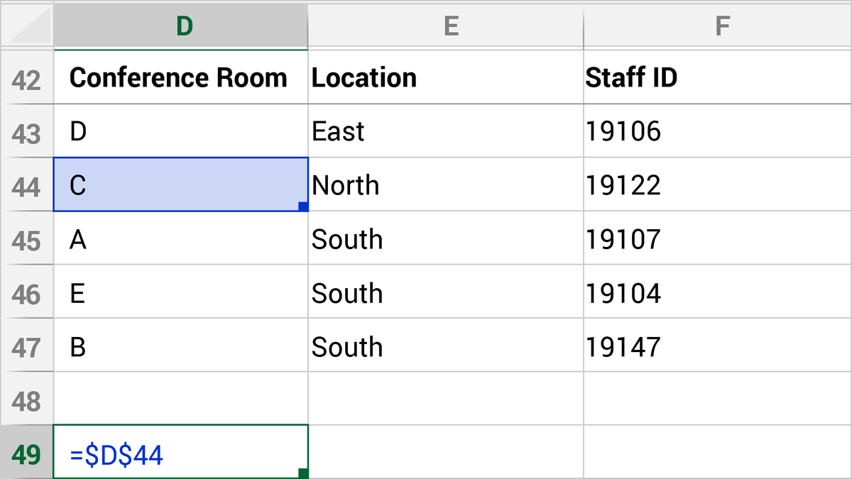 If the formula in Cell D49 is copied to | StudyX