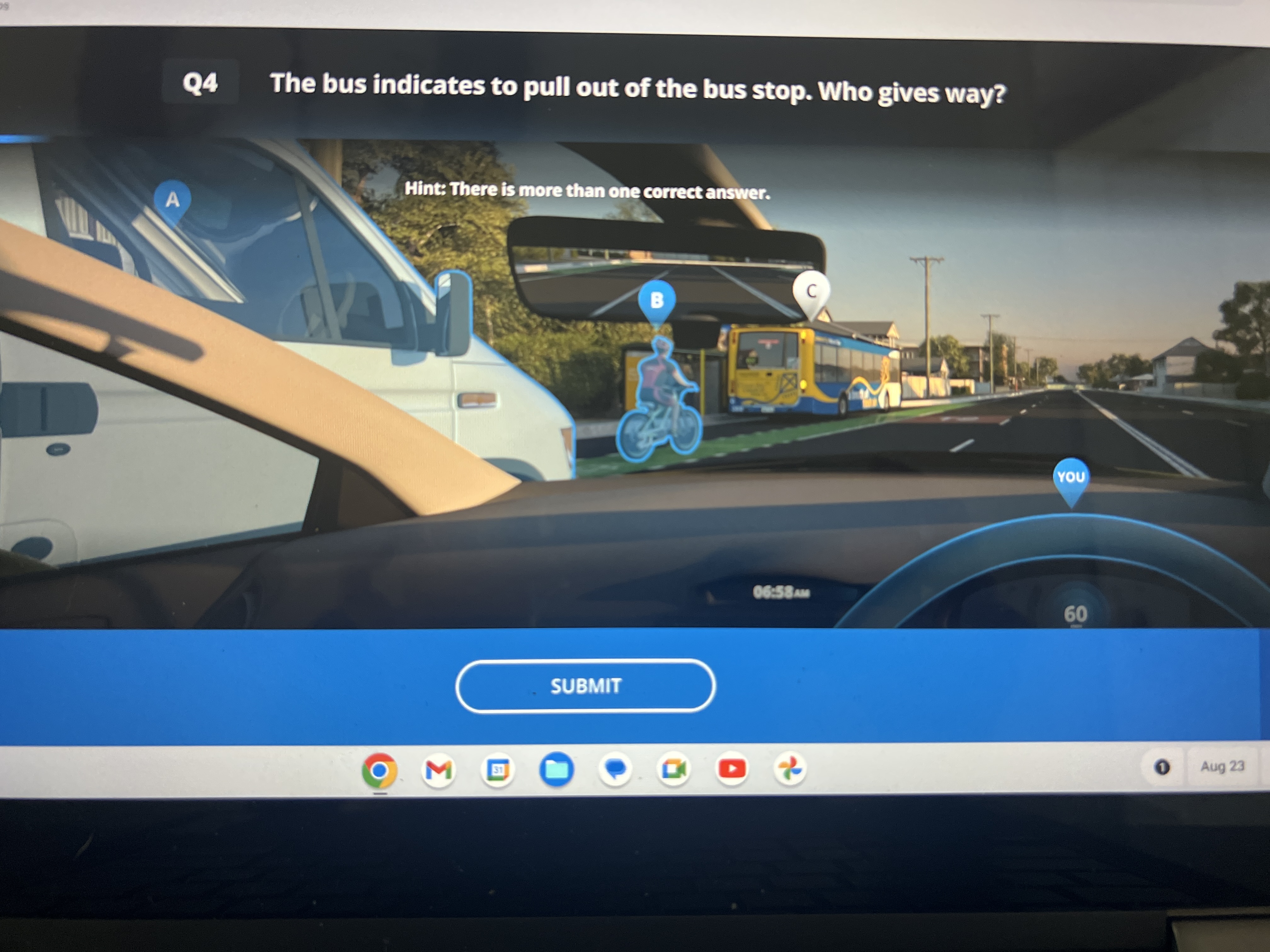 Q4 The bus indicates to pull out of the bus | StudyX